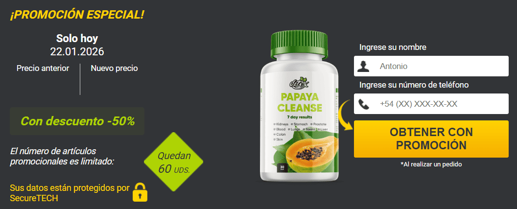 Papaya Cleanse Cápsulas para Parásitos y Limpieza Intestinal